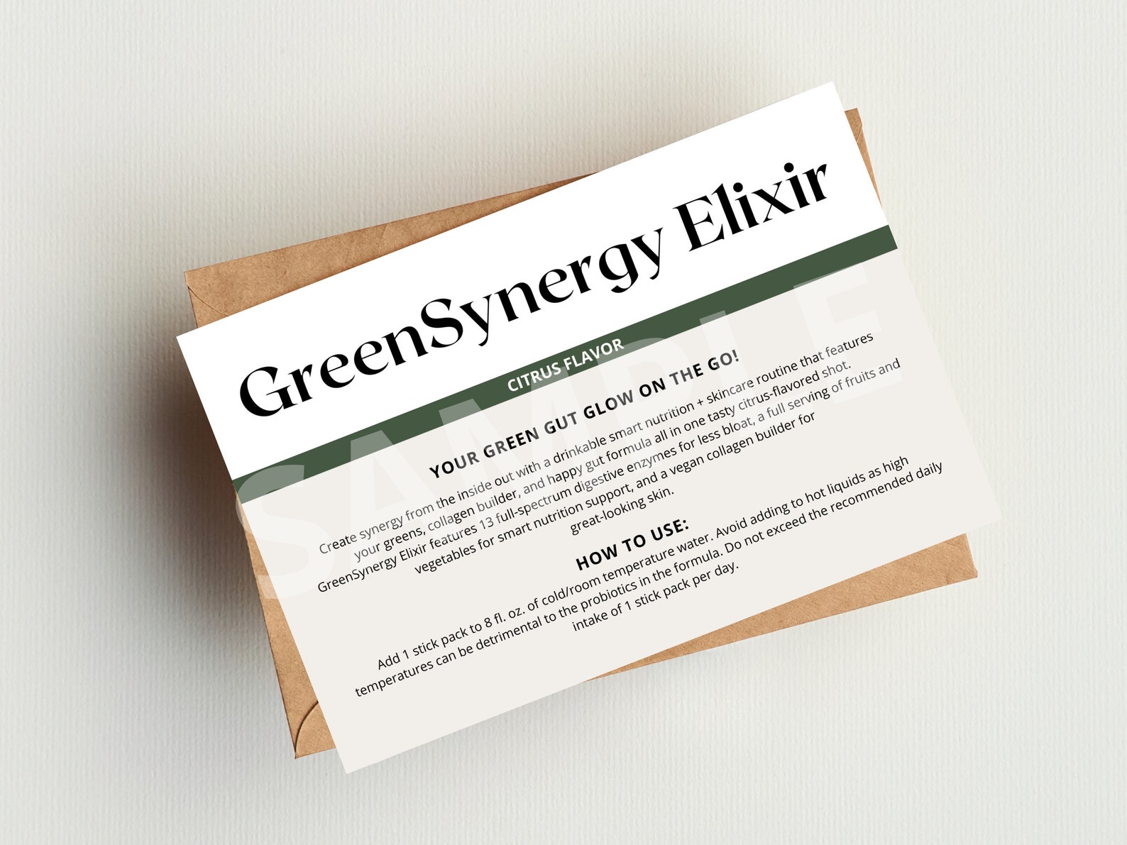 Arbonne Greensynergy Elixir Card Greens on the Go Arbonne - Etsy