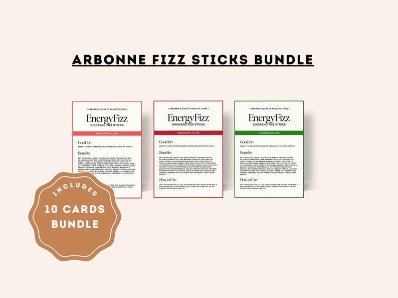 Arbonne 10 Cards - Fizz Sticks BUNDLE (US Version) | Arbonne Fizz ...