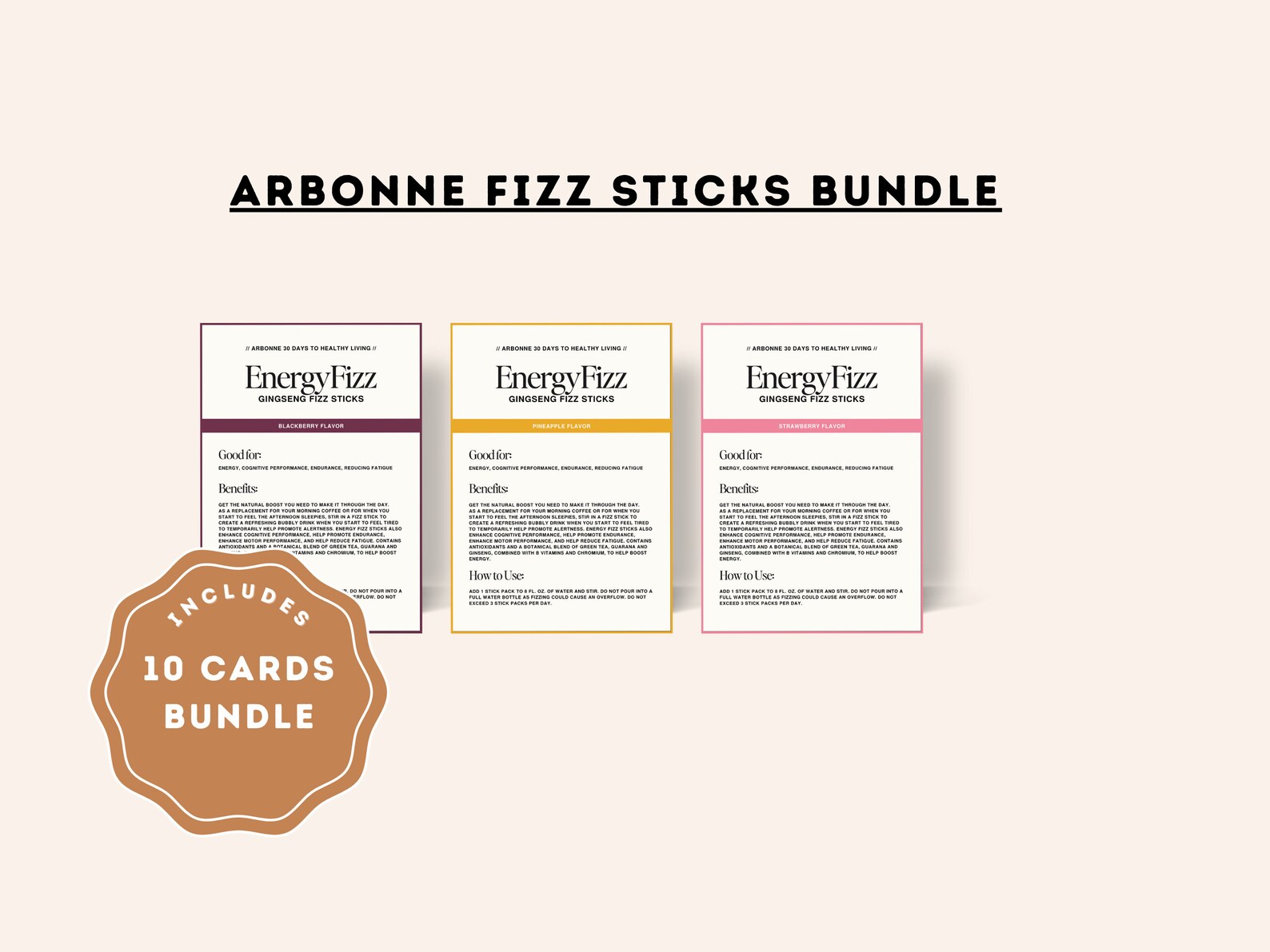 Arbonne 10 Cards - Fizz Sticks BUNDLE (US Version) | Arbonne Fizz ...