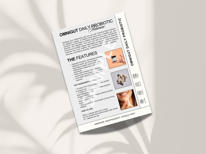 NEW Arbonne Omnigut Probiotic Card | Modern Arbonne Nutrition Sample ...