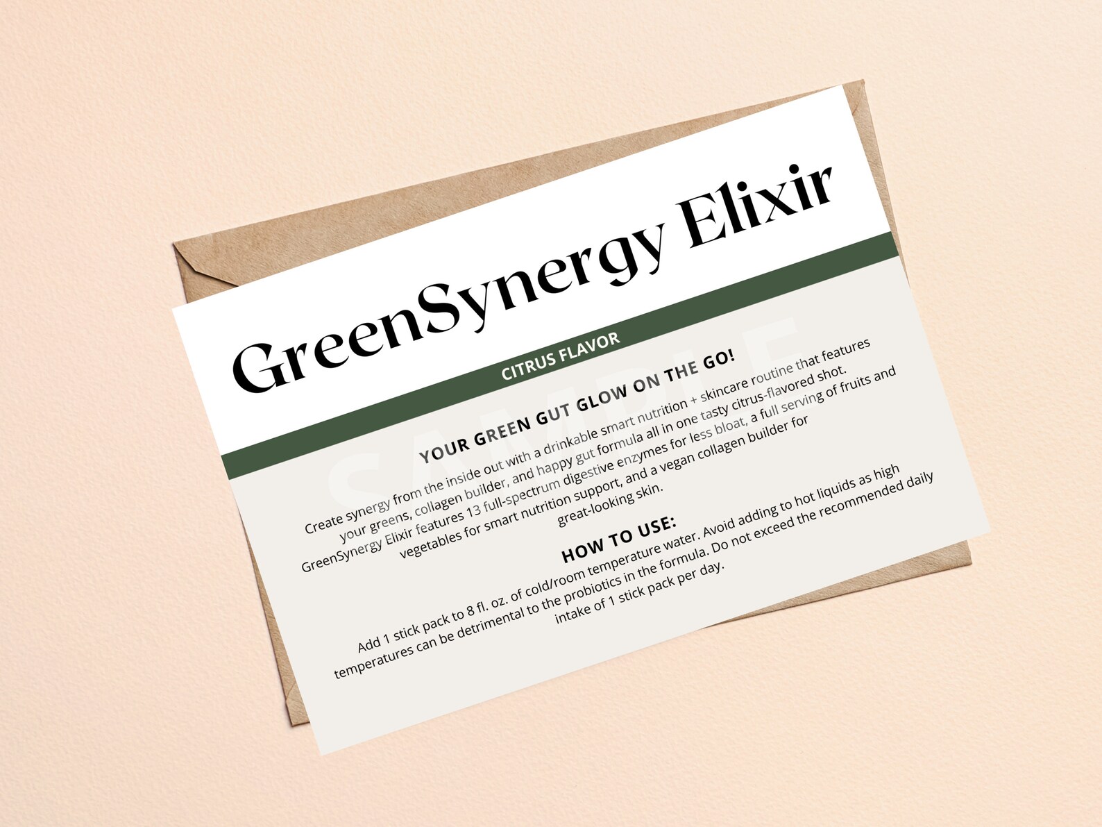 Arbonne Greensynergy Elixir Card Greens on the Go Arbonne - Etsy