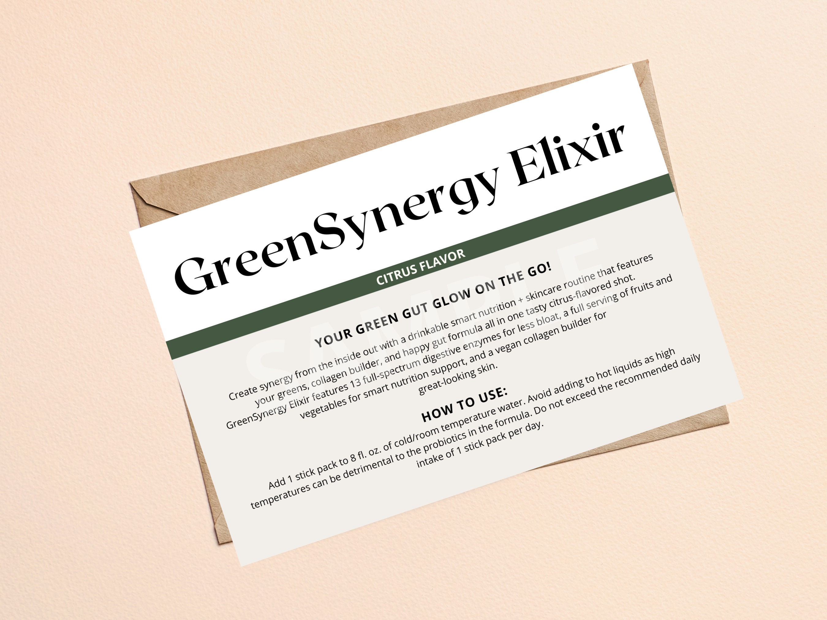 Arbonne Greensynergy Elixir Card Greens on the Go Arbonne - Etsy