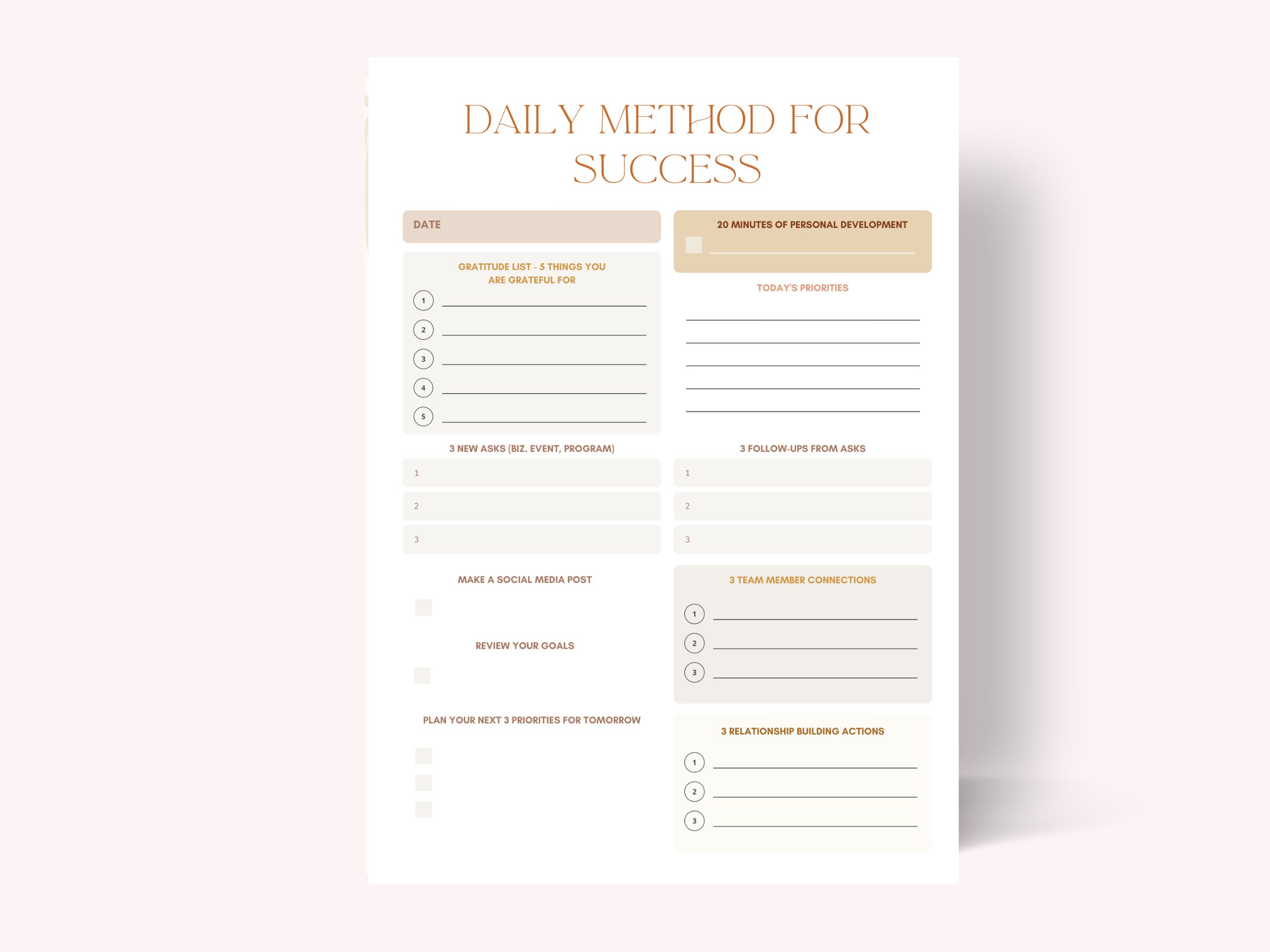 Daily Method for Success Printable Network Marketing Daily Method for ...