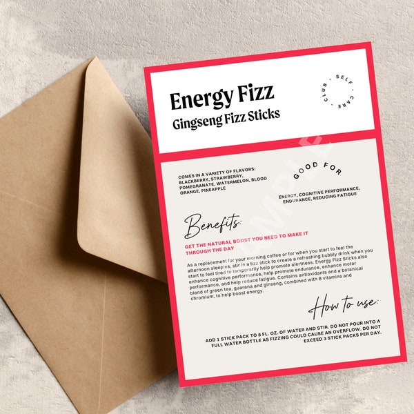 Arbonne Fizz Stick Cards - Etsy