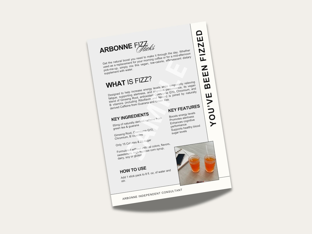 NEW Modern Arbonne Energy Fizz Stick Sample Card | Arbonne Fizz Sticks ...