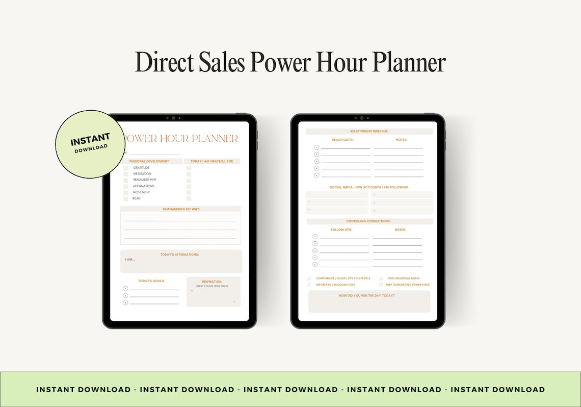 Direct Sales Power Hour Planner | MLM Success Tracker | Network ...