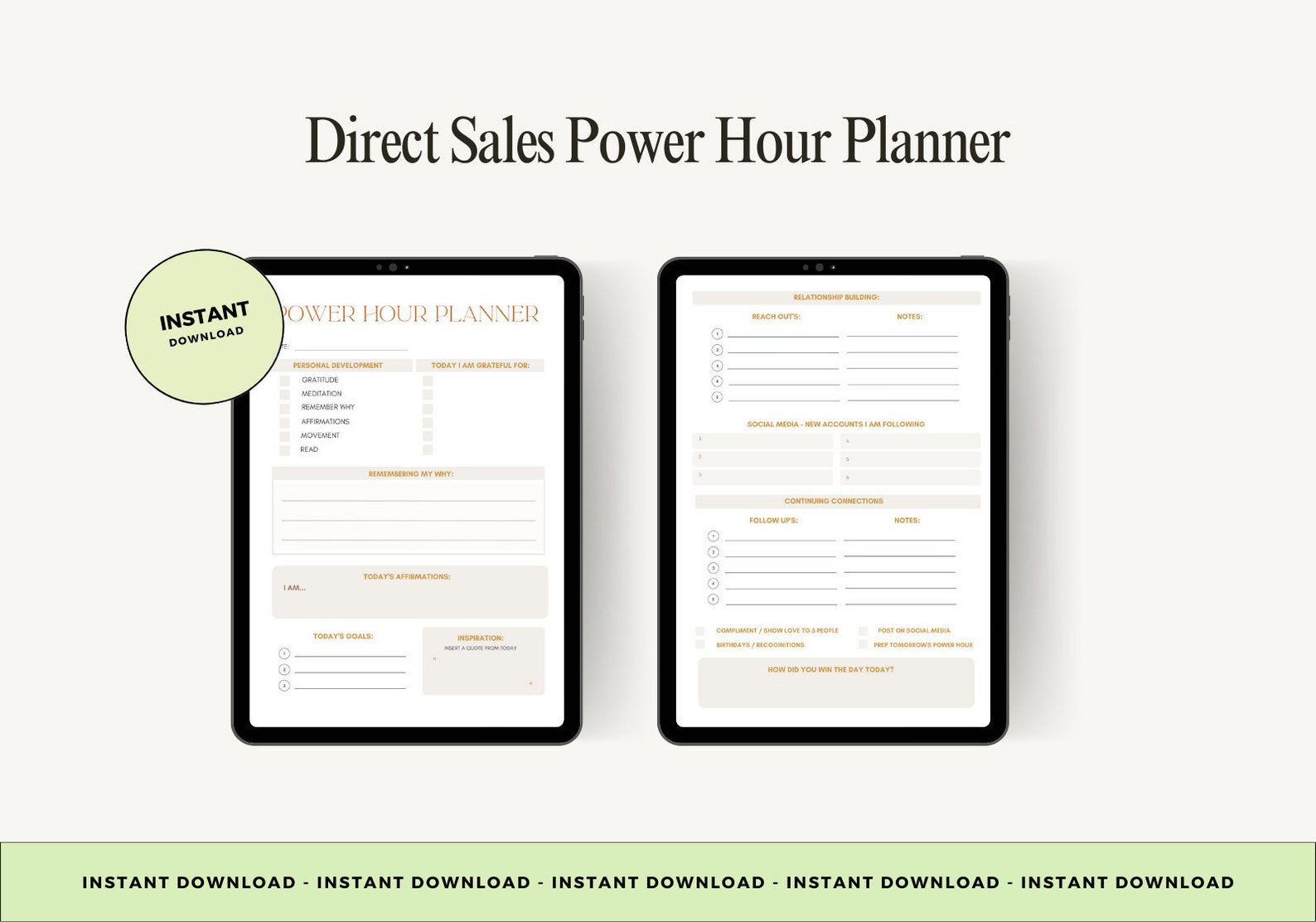 Direct Sales Power Hour Planner | MLM Success Tracker | Network ...