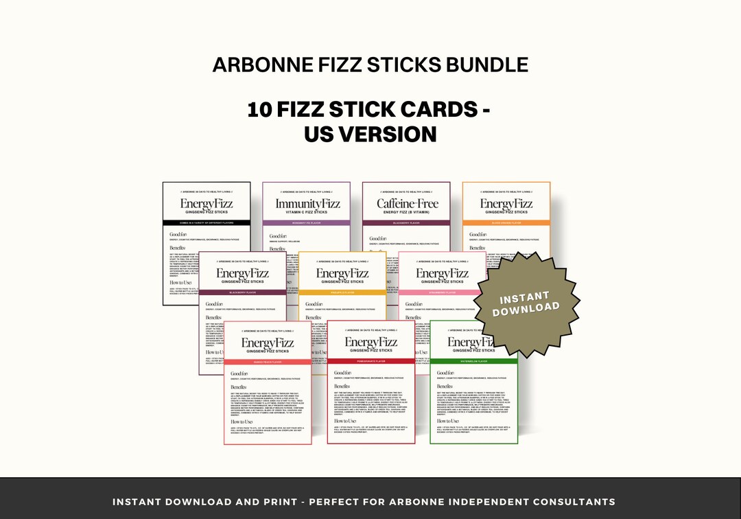 Arbonne 10 Cards - Fizz Sticks BUNDLE (US Version) | Arbonne Fizz ...