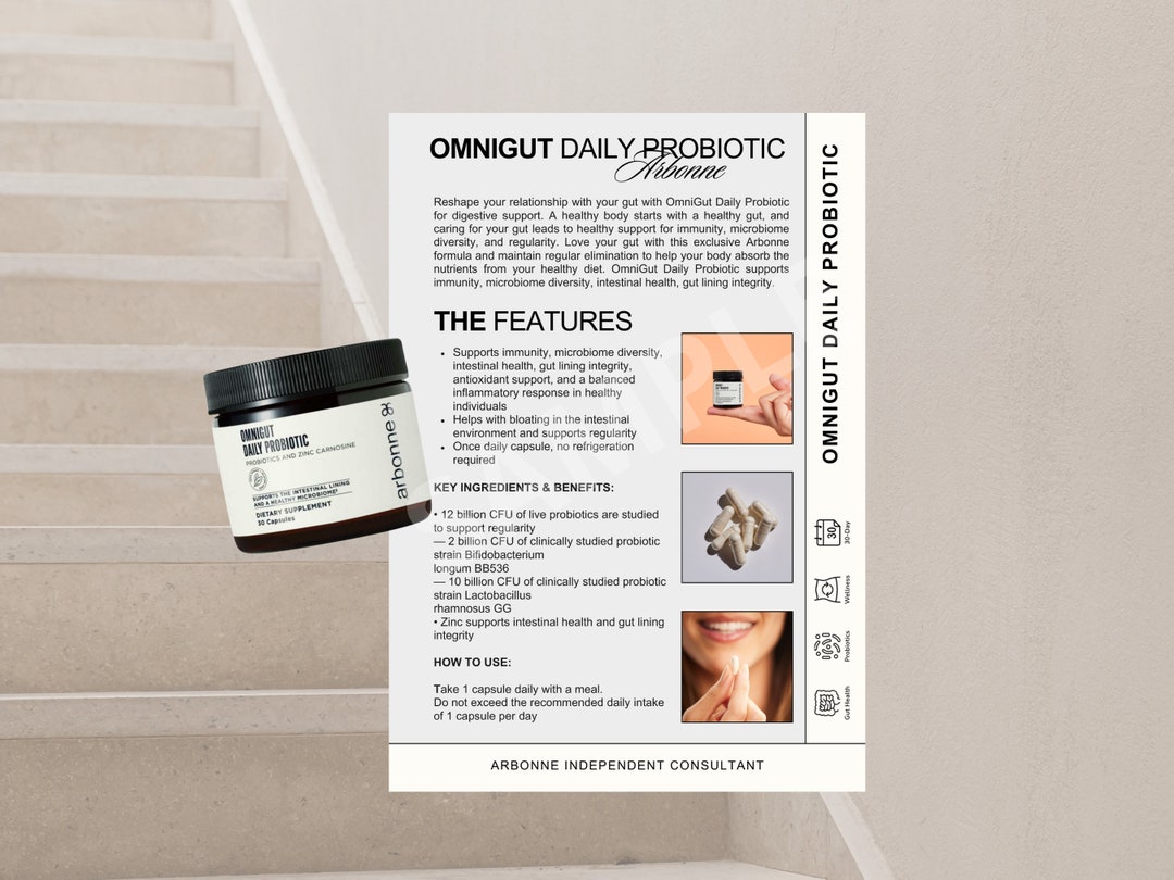 NEW Arbonne Omnigut Probiotic Card | Modern Arbonne Nutrition Sample ...