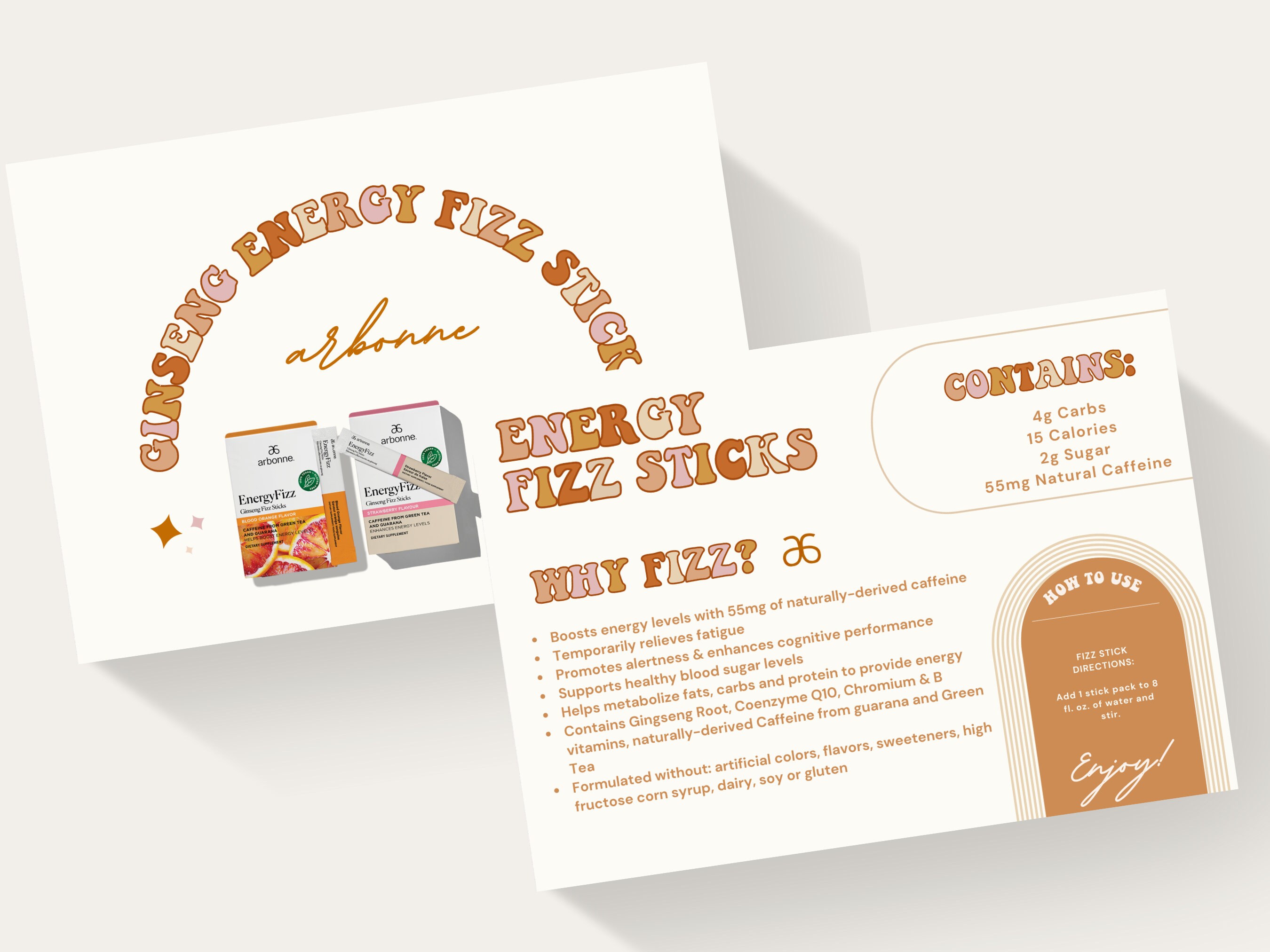 Arbonne Energy Fizz Stick Sample Card | Arbonne Fizz Sticks | Arbonne ...