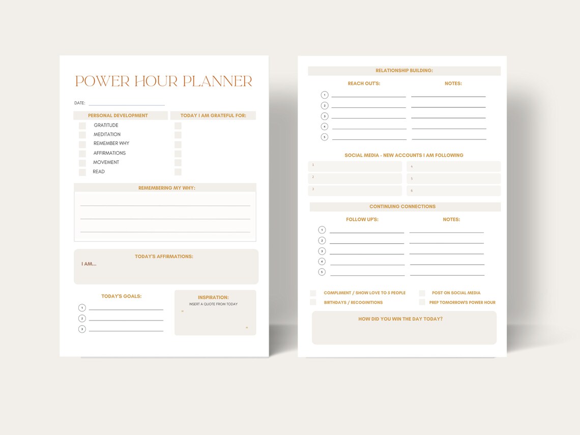 Direct Sales Power Hour Planner | MLM Success Tracker | Network ...