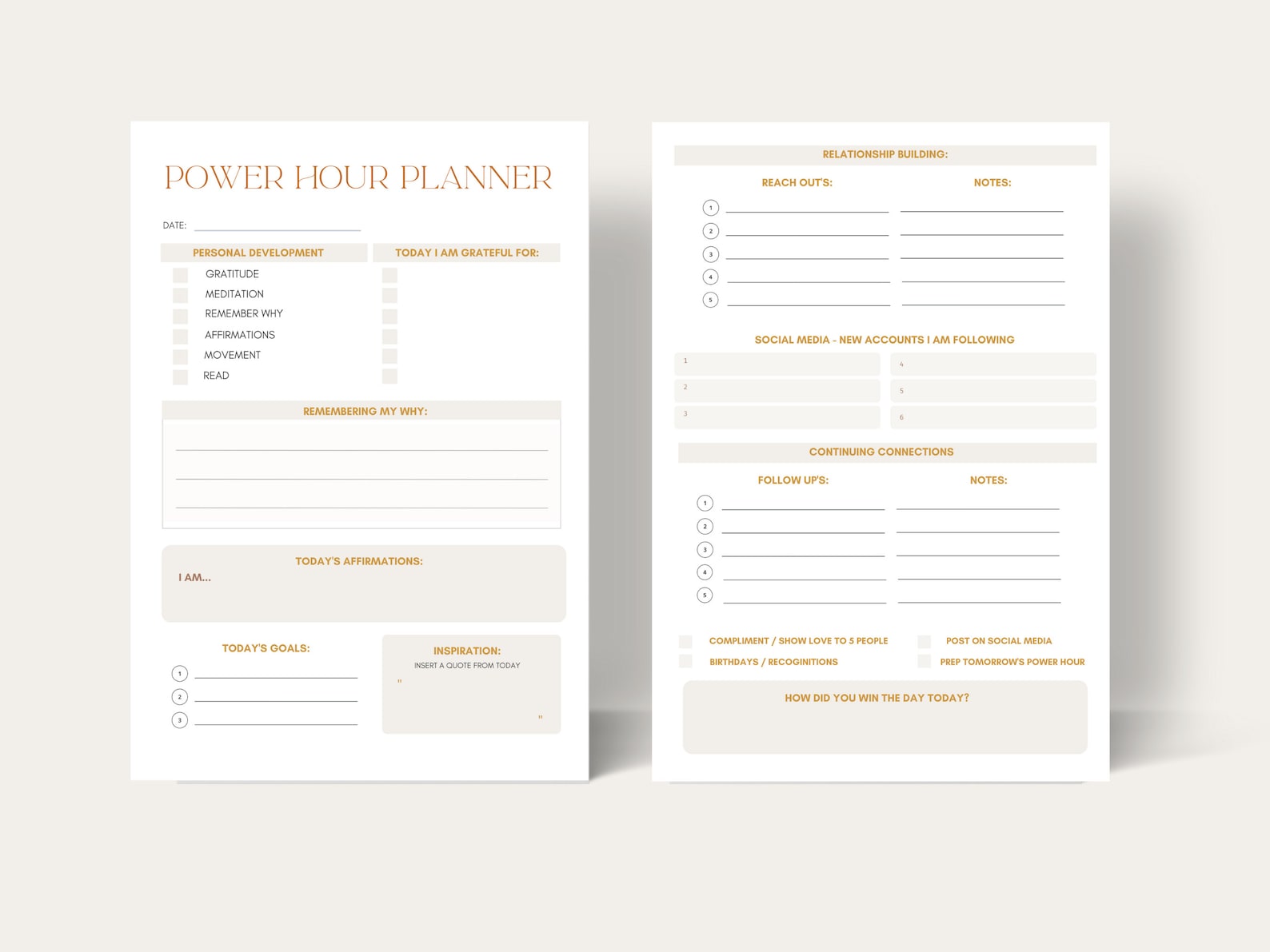 Direct Sales Power Hour Planner | MLM Success Tracker | Network ...