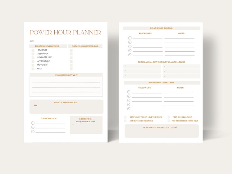 Direct Sales Power Hour Planner | MLM Success Tracker | Network ...