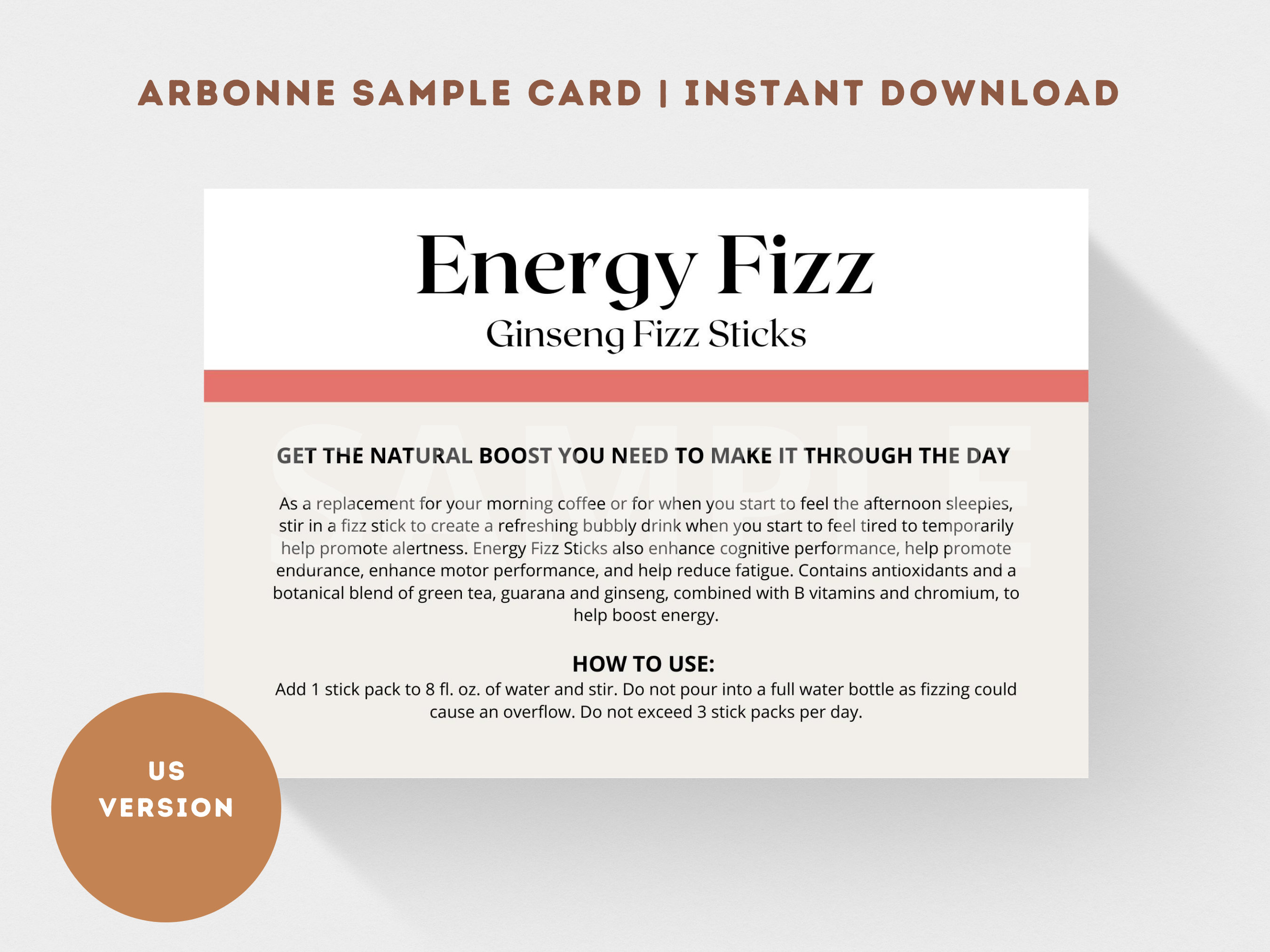 Arbonne Energy Fizz Stick Sample Card (US Version) | Arbonne Fizz ...