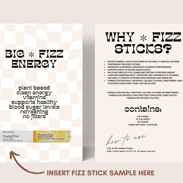 Arbonne Fizz Stick Cards - Etsy
