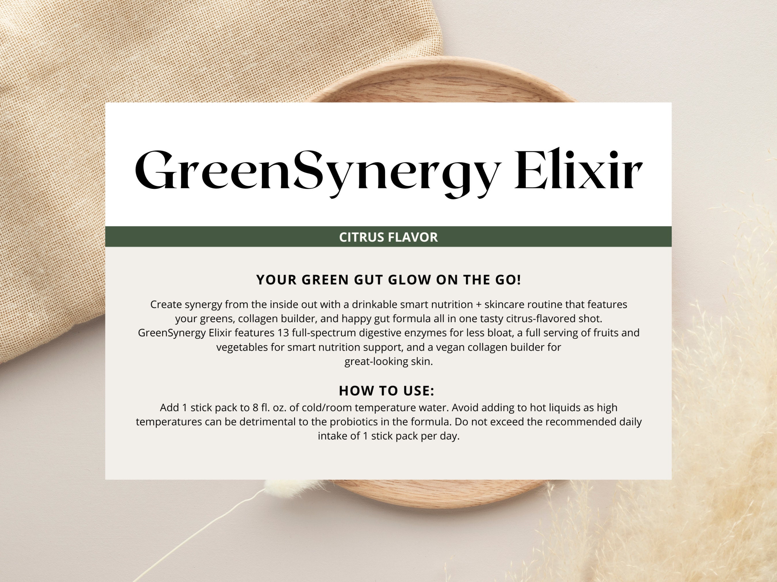 Arbonne Greensynergy Elixir Card Greens on the Go Arbonne - Etsy