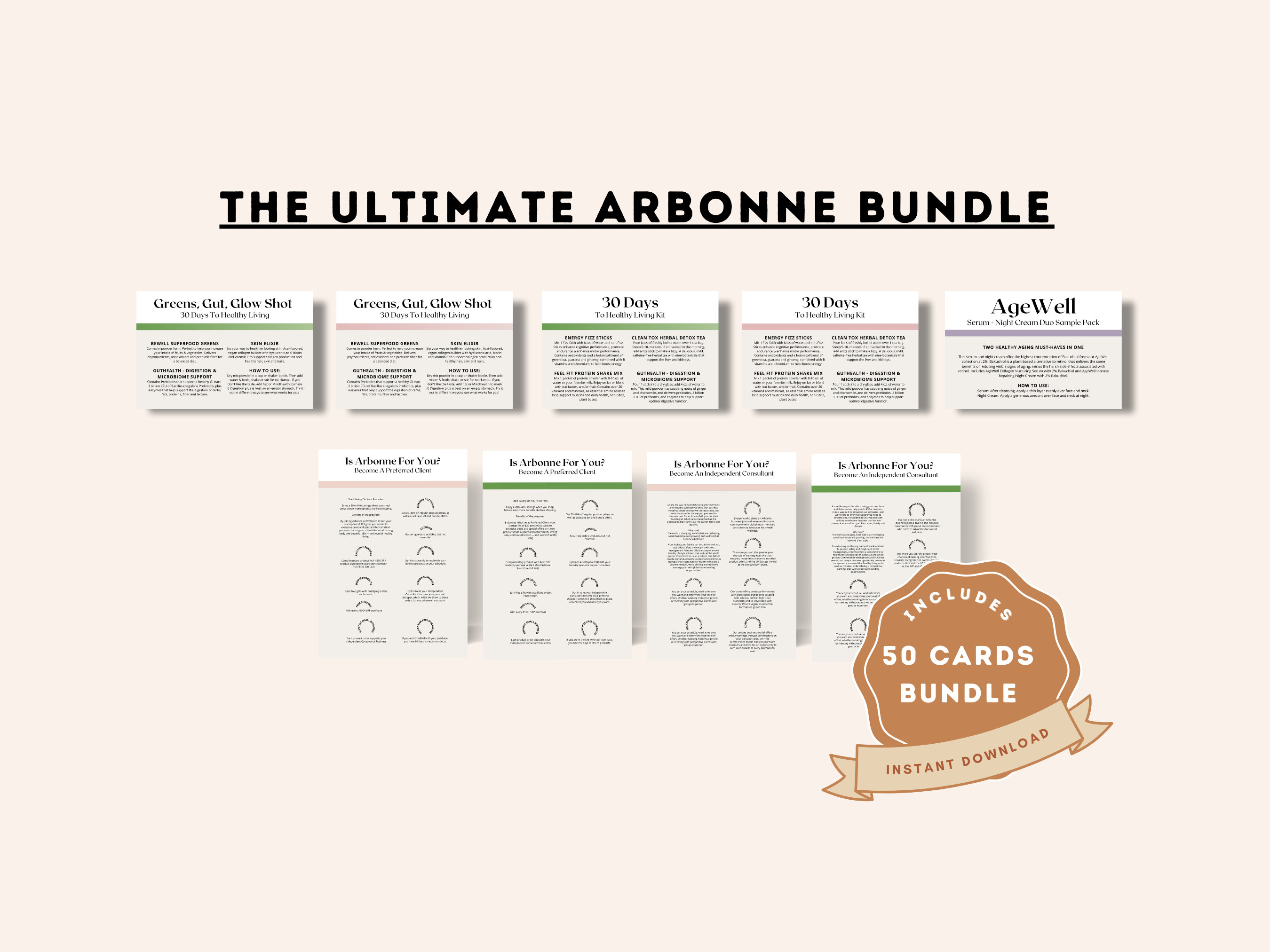 50 Pack Arbonne Sample Cards - the Ultimate Arbonne BUNDLE (US Version) | Instant Download ...