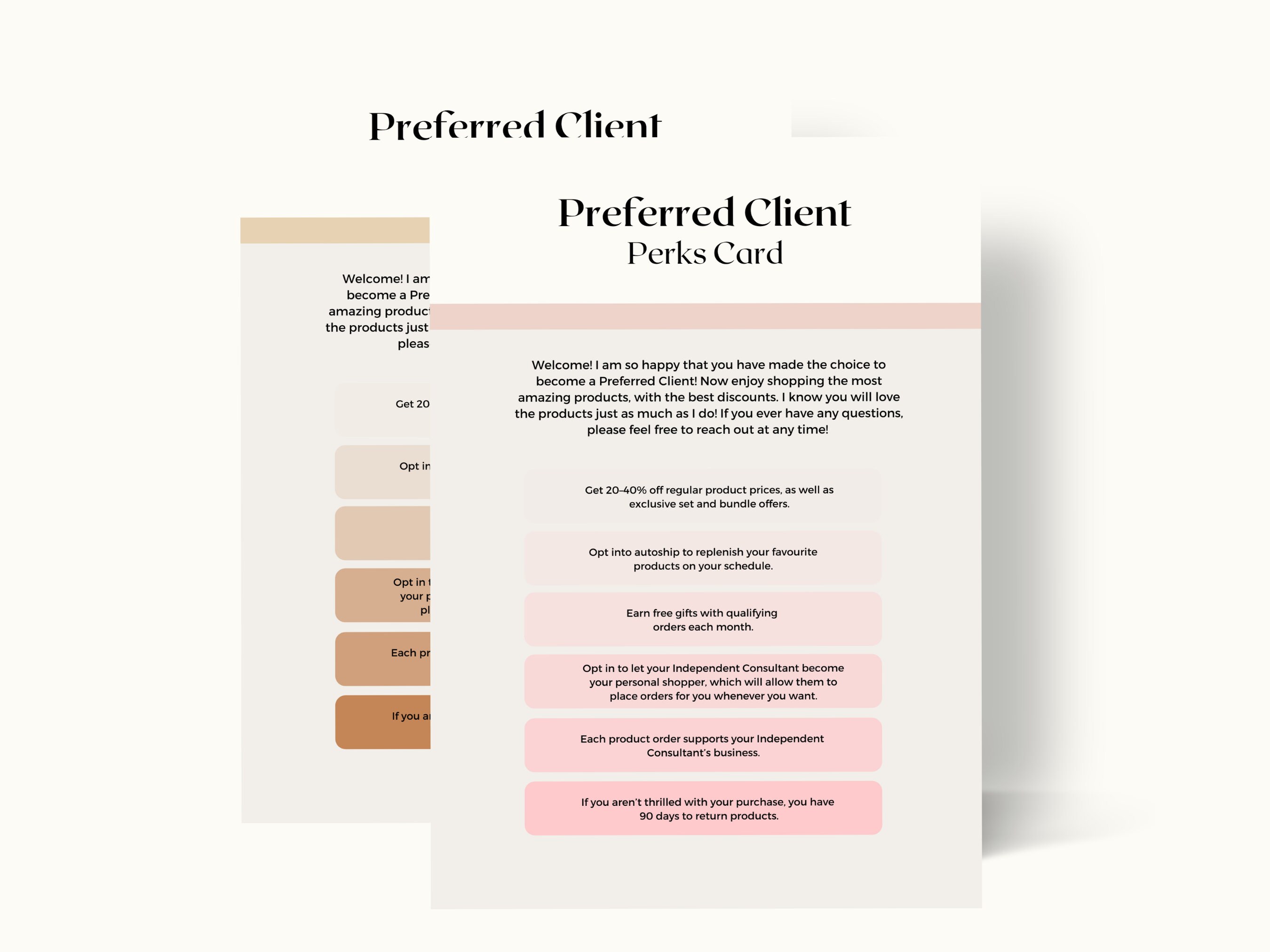 Arbonne Preferred Client Welcome Card | Preferred Client Perks Welcome Card | Instant Download ...