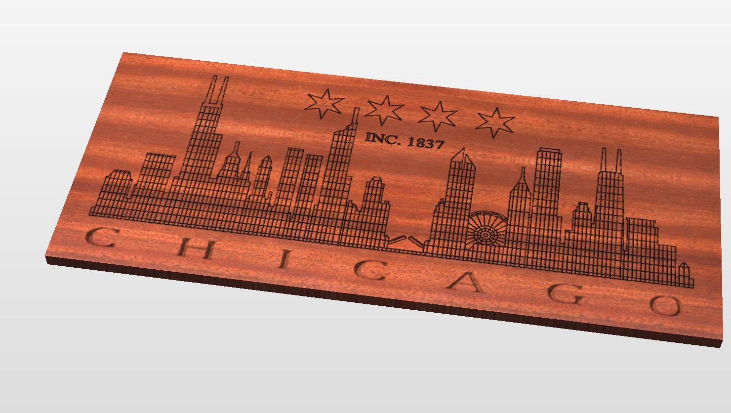 Chicago Skyline Sign. CRV, Svg and DXF File Aspire File Vcarve Pro File ...
