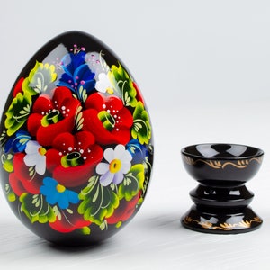 Ukrainian Pysanky Egg • Hand Painted Decorative Wooden Egg • Petrykivka ...