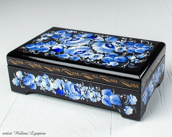 Ukrainian Large Jewelry Box Hand Painted Lacquer Box - Etsy