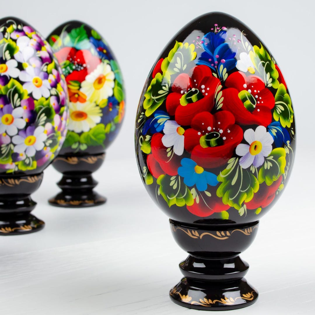 Hand-painted Pysanky Egg • Ukrainian Petrykivka Floral Decor • S071 - Etsy