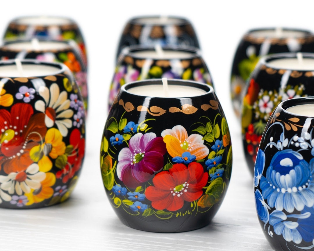 Ukrainian Hand Painted Tea Light Candle Holder, Tealight Christmas ...