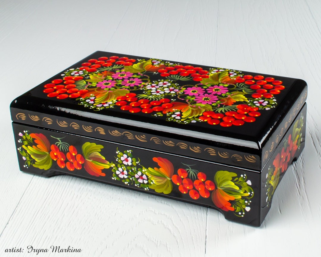 Ukrainian Hand Painted Decorative Box, Unique Lacquer Box, Handmade ...