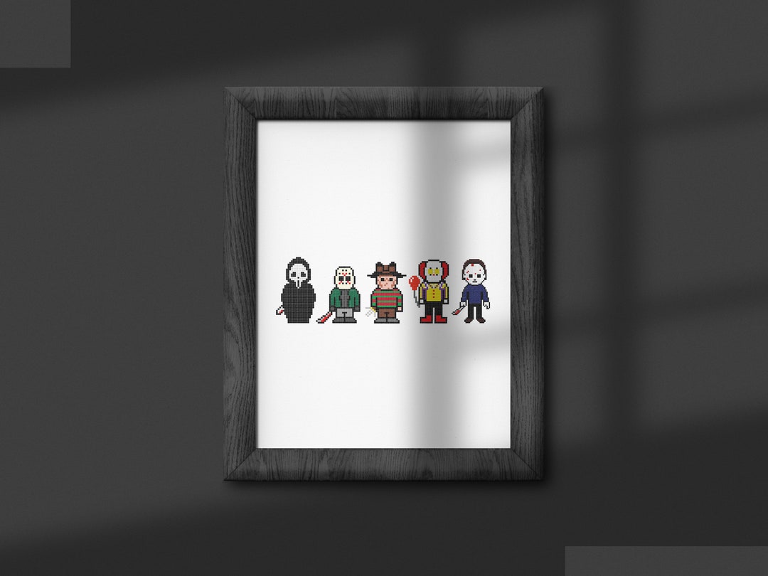 Horror Characters Pixel Poster - Etsy