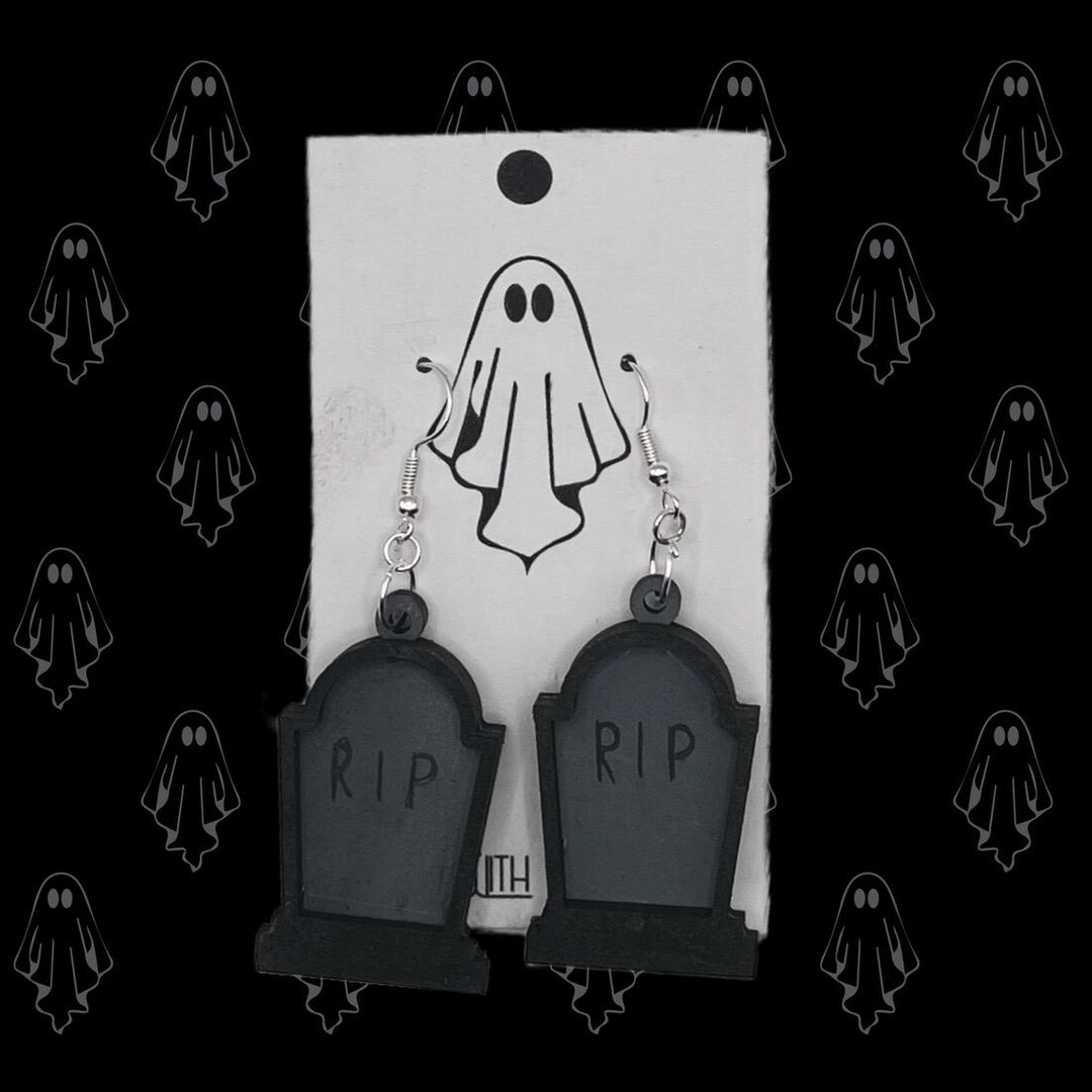 Gothic Rip Gravestone Wooden Dangle Earrings Gothic Earrings Horror - Etsy
