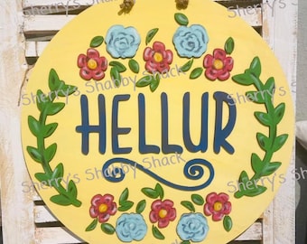 Hellur Door Hanger Sign Svg - Etsy