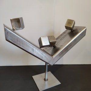 Metal Abstract Contemporary Art Sculpture 'magnetic Destiny' Handmade ...