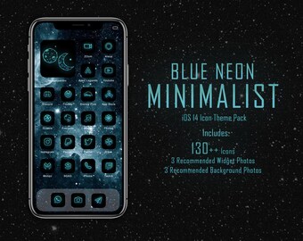 Blue Ios 14 App Icon Pack Neon Aesthetic Ios 14 Icons - Etsy UK