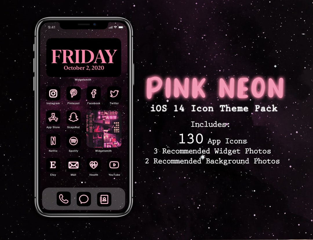 Pink Neon Ios 14 App Icons | Ios App Icons Pack | Neon Color Icons ...