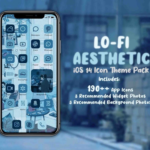 Lo-fi Aesthetic Blue Vibes Ios 14 Covers Neon Icon Theme - Etsy