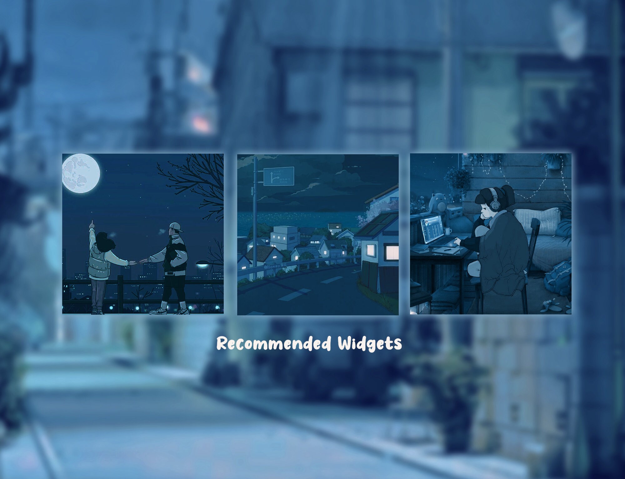 Lo-fi Aesthetic Blue Vibes Ios 14 Covers Neon Icon Theme | Etsy