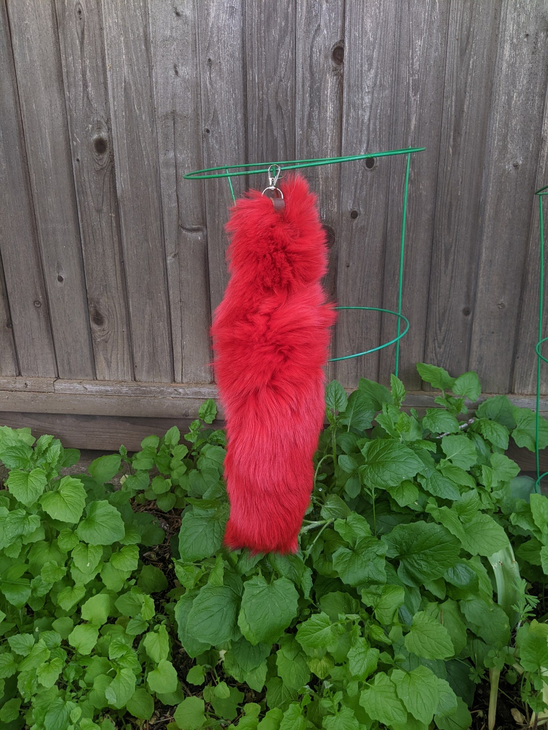 DISCOUNTED HALF OFF Real Red Dyed Arctic Fox Fur Tail With Hand Riveted ...