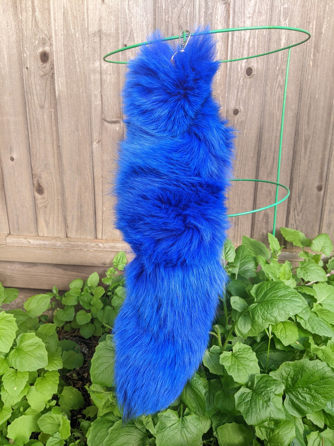 Real Blue Dyed Arctic Fox Fur Tail With Hand Riveted Leather Strap ...
