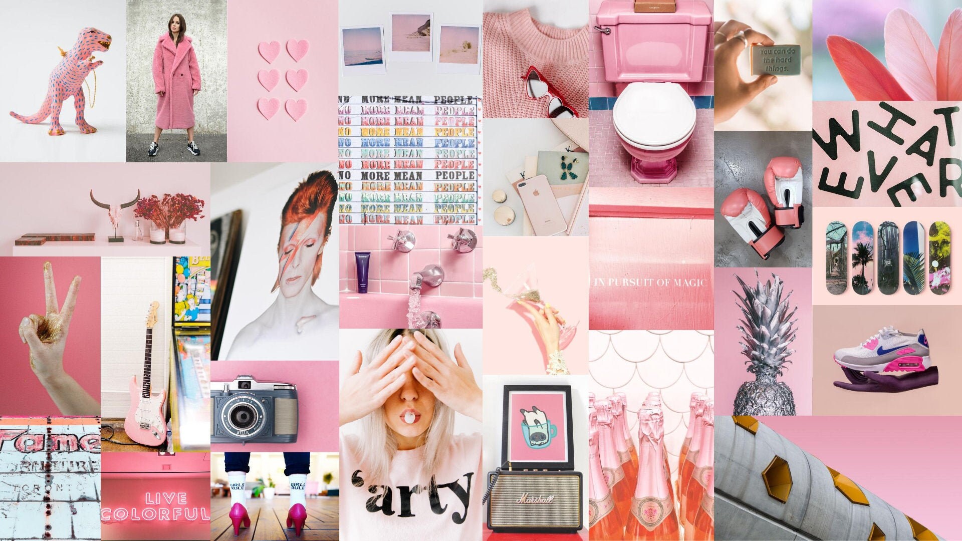 Pink Photo Wall Collage Kit • Romantic Rebel Photo Collage • Pink DIY ...