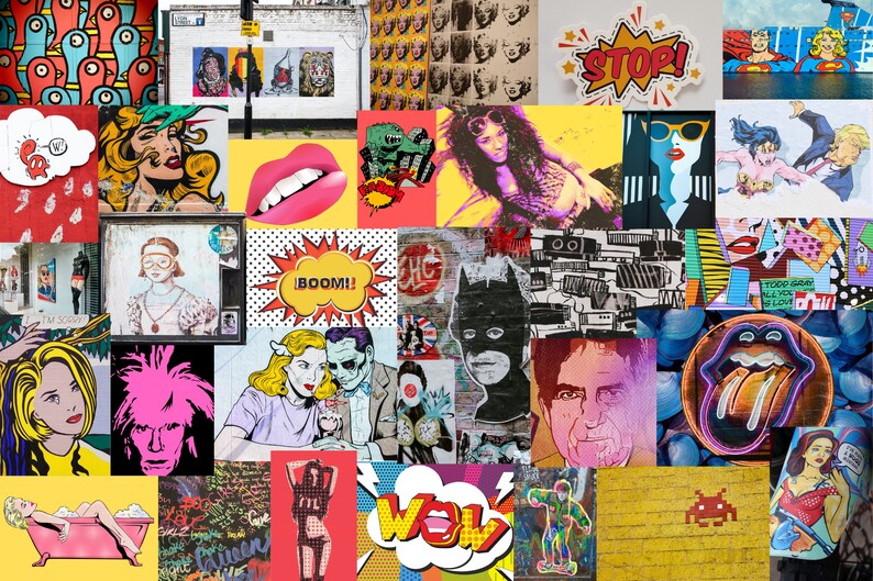 Pop Art Wall Collage Kit • 82 High Resolution Photos • Dorm Room DIY ...