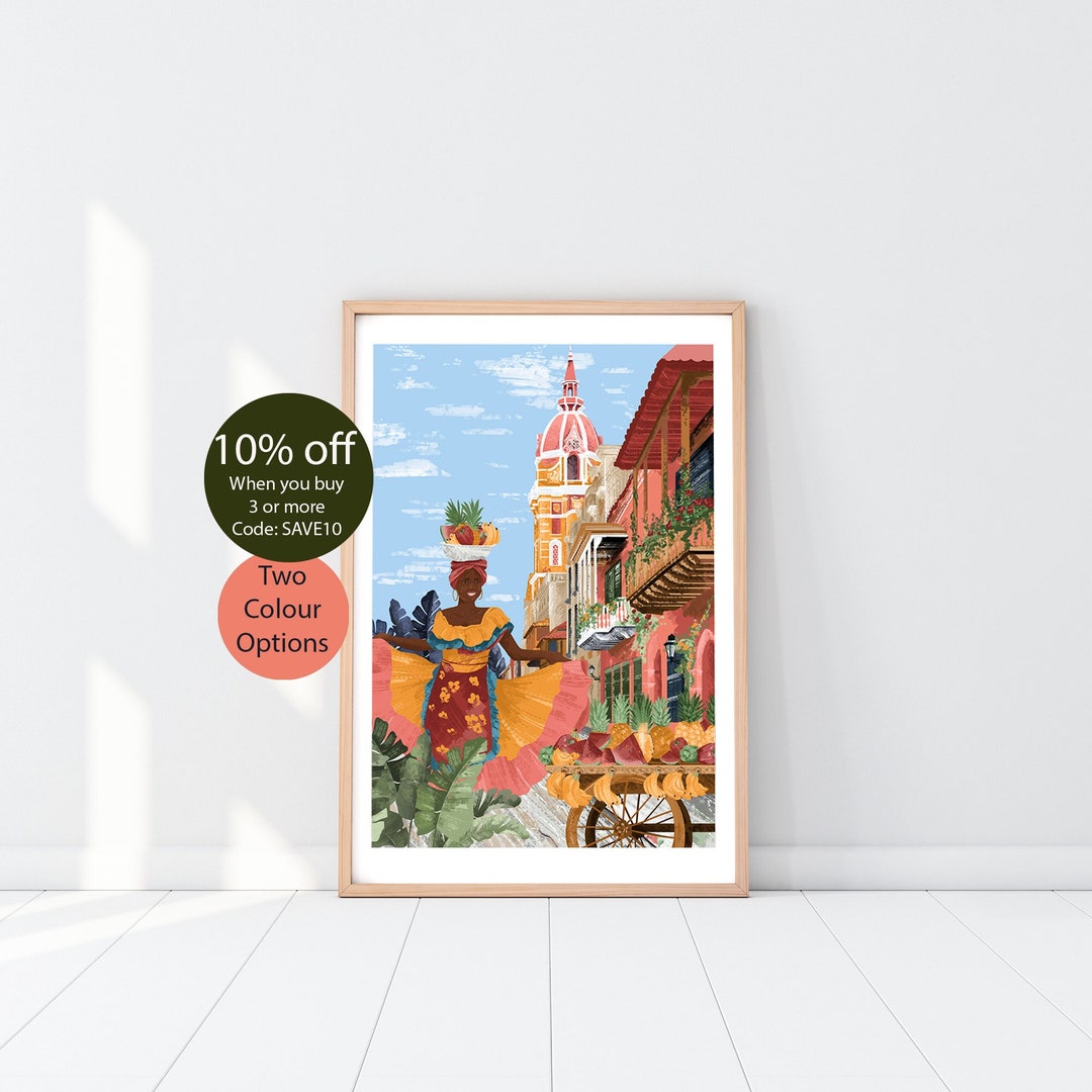 WOMEN AROUND the WORLD Colombia Poster Travel Print Tropical Art ...