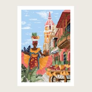 WOMEN AROUND the WORLD Colombia Poster Travel Print Tropical Art ...