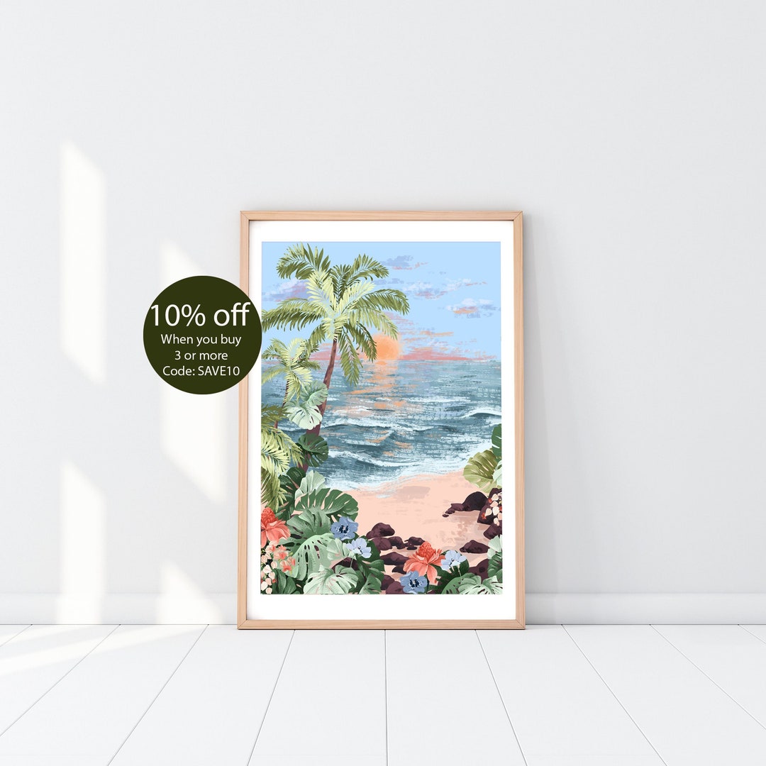 TROPICAL BEACH Sea Poster Travel Print Tropical Art - Etsy