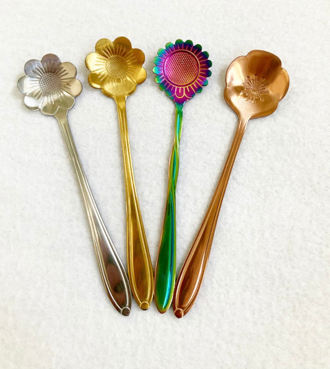 2x Metal Flower Spoons - Etsy