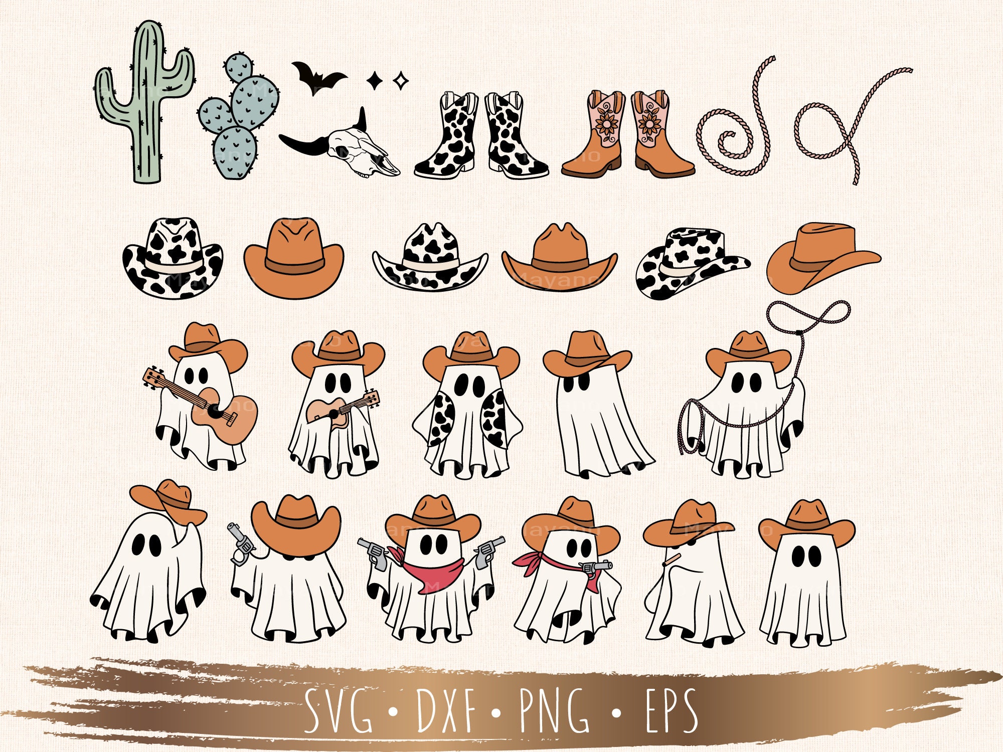 Cute Ghost Cowboy SVG Bundle, Boo Svg, Halloween Svg, Files for Cricut ...