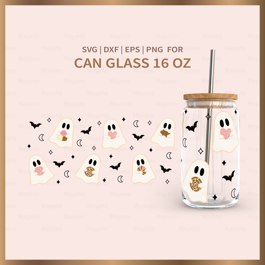 Cute Ghost and Conchas, Halloween SVG, Wrap for Libbey Can Shaped Beer ...