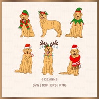 Christmas Golden Retriever SVG DXF PNG, Dog With Santa Hat Cut Files - Etsy