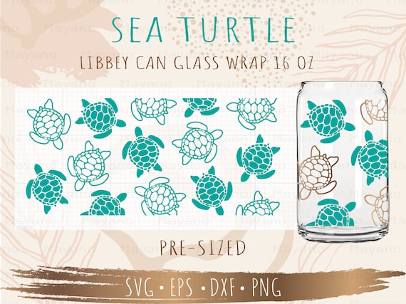 Sea Turtle Libbey Can Glass Wrap Svg DIY for Libbey Can - Etsy