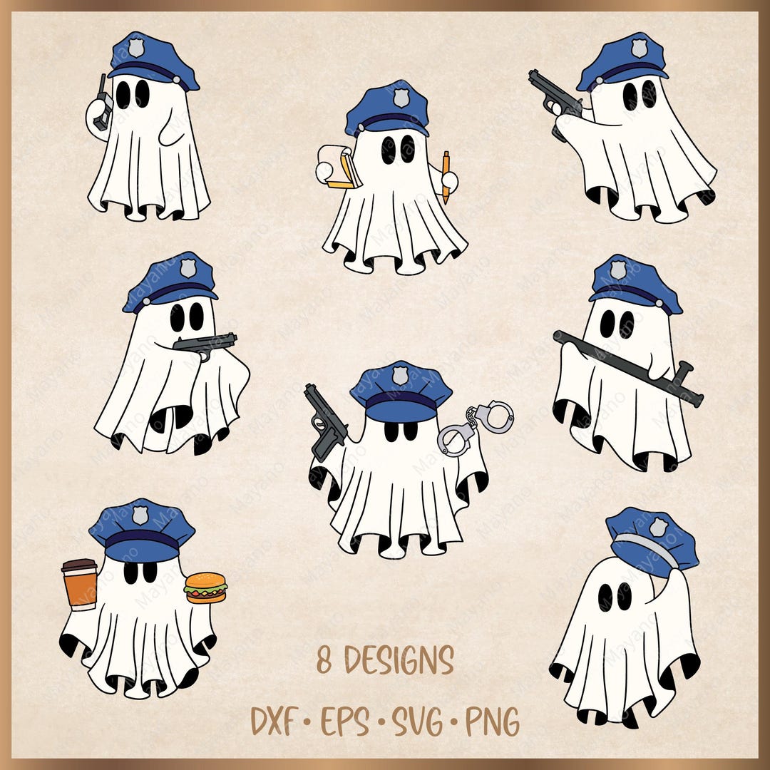 Сute Ghost Police SVG Bundle 8 Designs, Boo Svg, Halloween Svg, Files ...