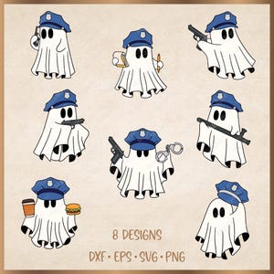 Сute Ghost Police SVG Bundle 8 Designs, Boo Svg, Halloween Svg, Files ...